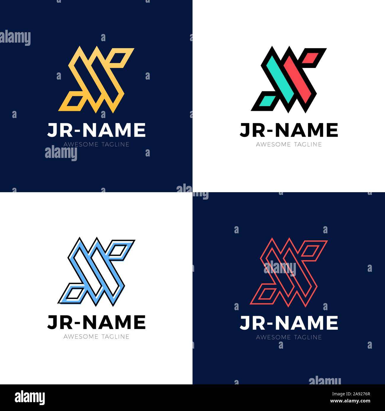 JR monogram logo inspirations set, vector letters logo template. Clean ...