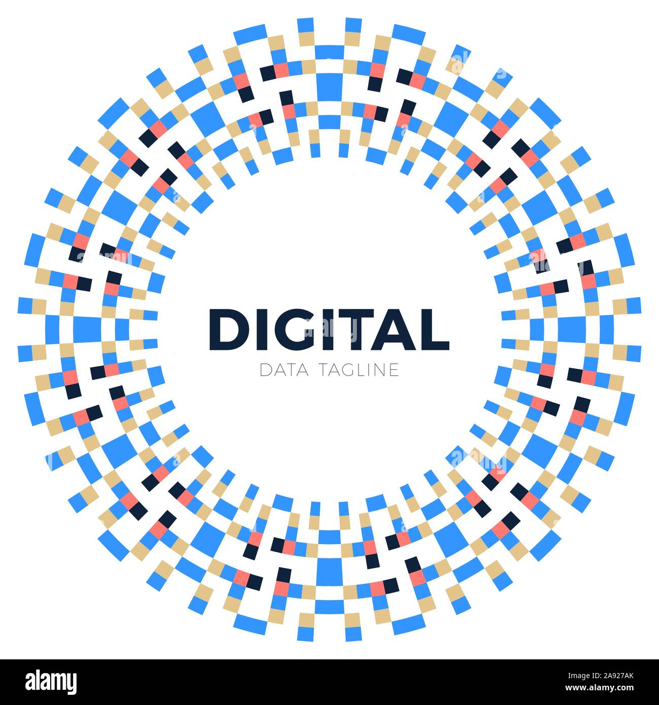 Digital pixels in circle form. tiny squares in round logo. vector ...