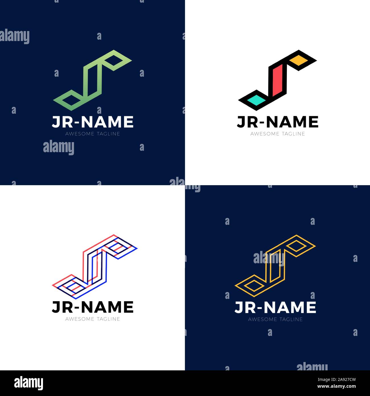 JR monogram logo inspirations set, vector letters logo template. Clean ...