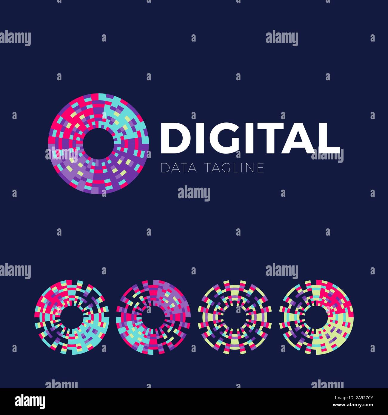 Business corporate letter O logo design vector. Colorful digital data ...