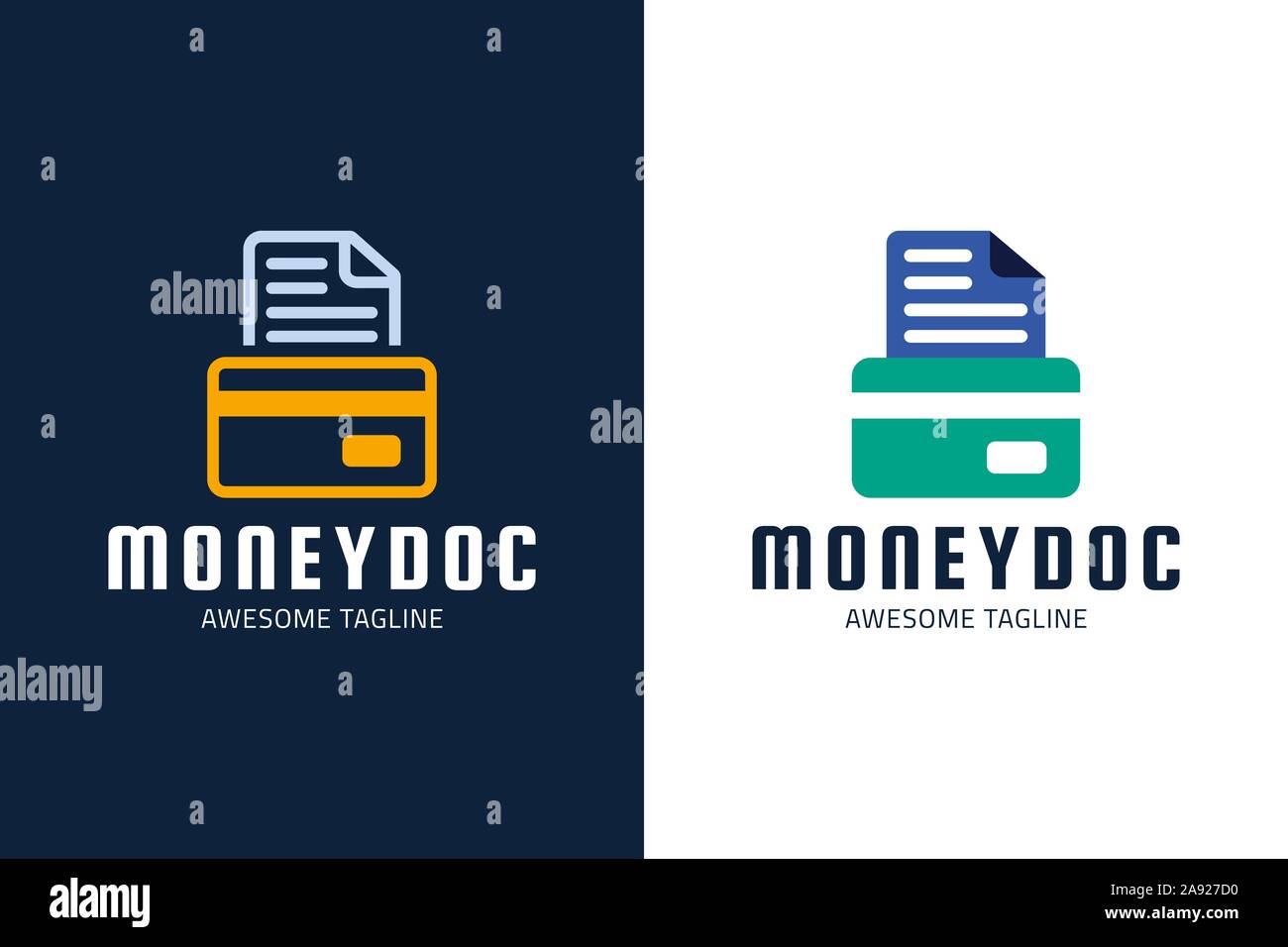Money document and credit card icon. Linear logo style sign for mobile ...