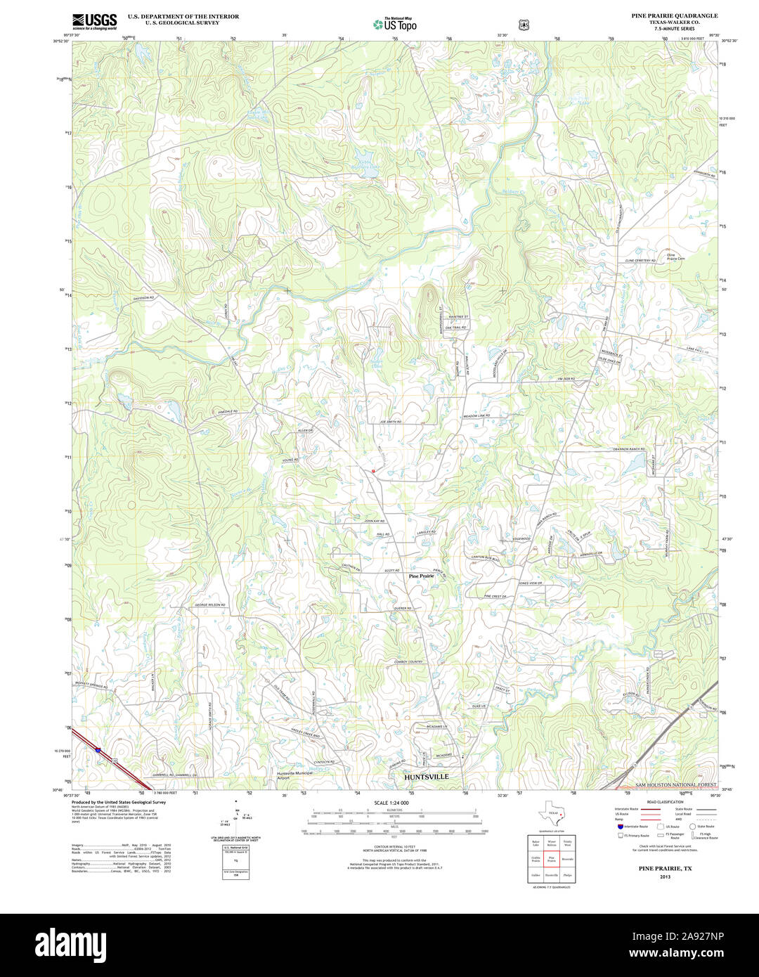 USGS TOPO Map Texas TX Pine Prairie 20130201 TM Restoration Stock Photo ...