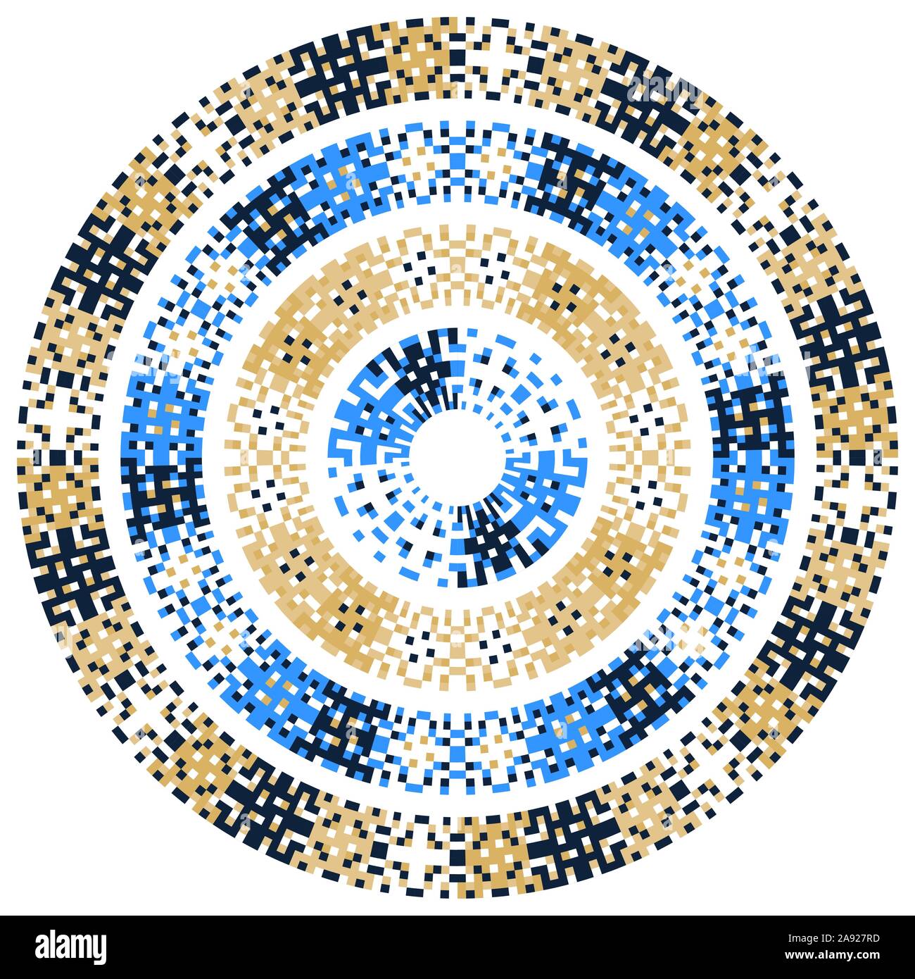 Digital pixels in circle form. tiny squares in round logo. vector ...