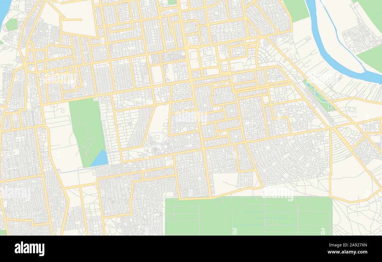 Printable street map of Khartoum, Sudan. Map template for business use ...