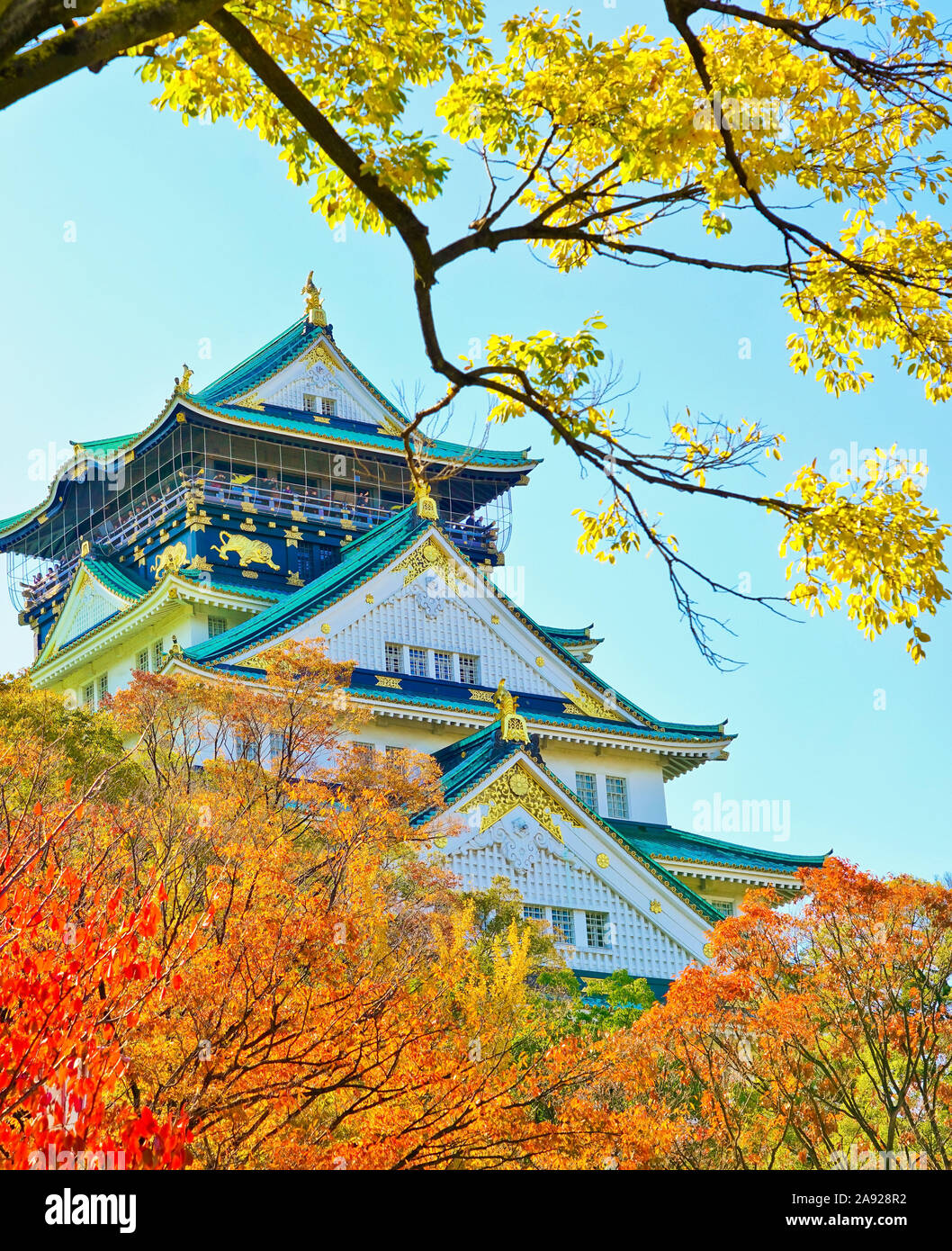 View of the Osaka Castle in autumn in Osaka, Japan Stock Photo - Alamy