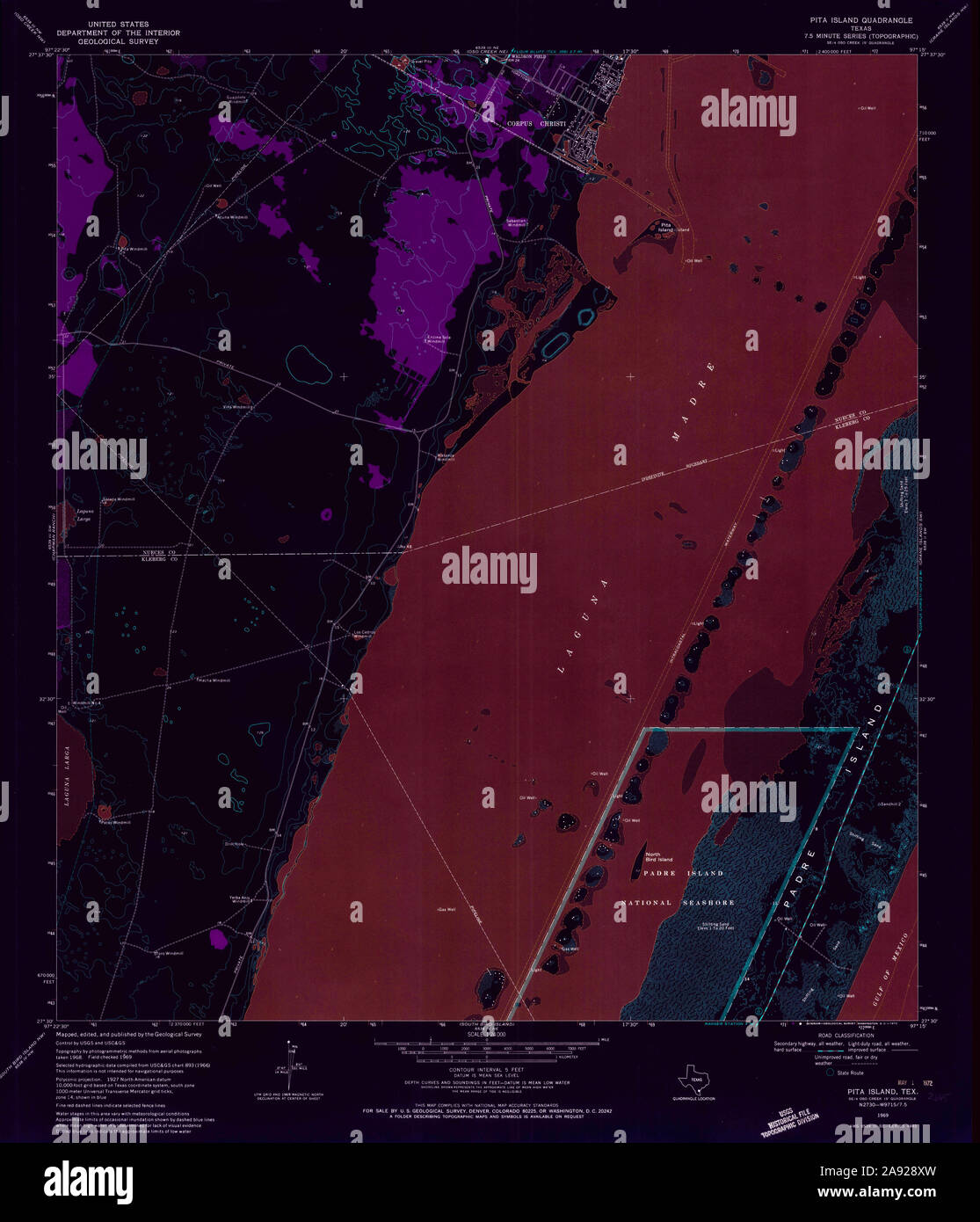 USGS TOPO Map Texas TX Pita Island 114996 1969 24000 Inverted ...