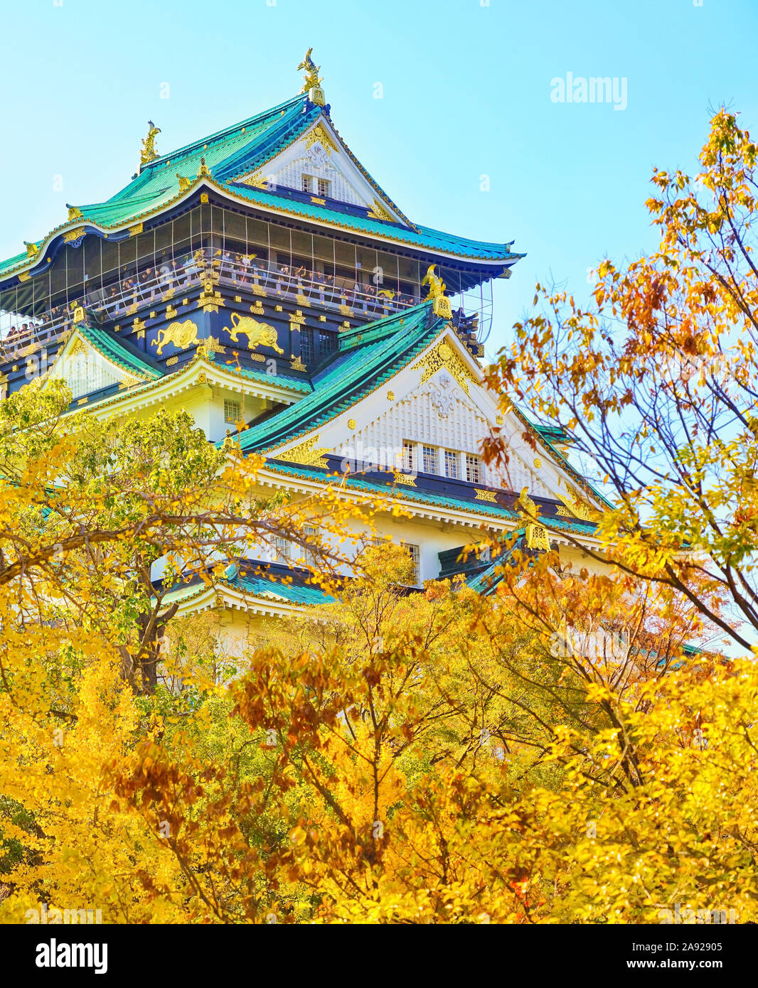 View of the Osaka Castle in autumn in Osaka, Japan Stock Photo - Alamy