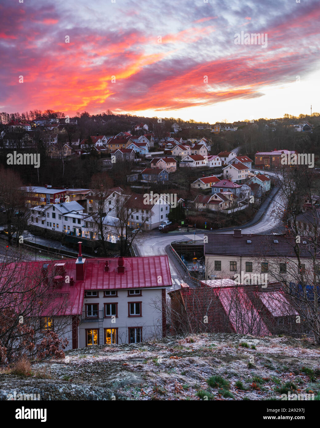 Houses at sunset Stock Photo - Alamy