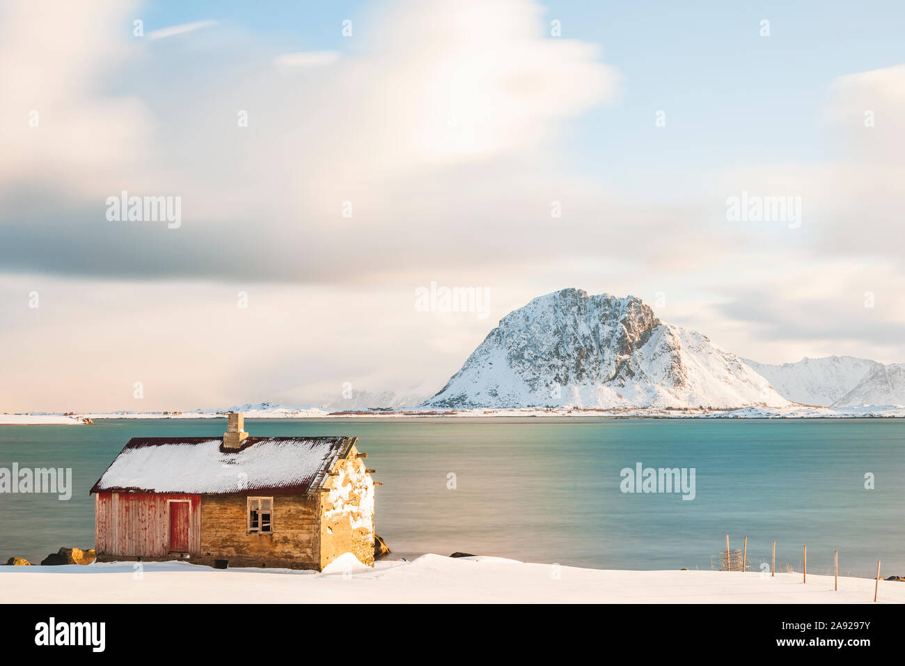 Wooden house at sea Stock Photo - Alamy