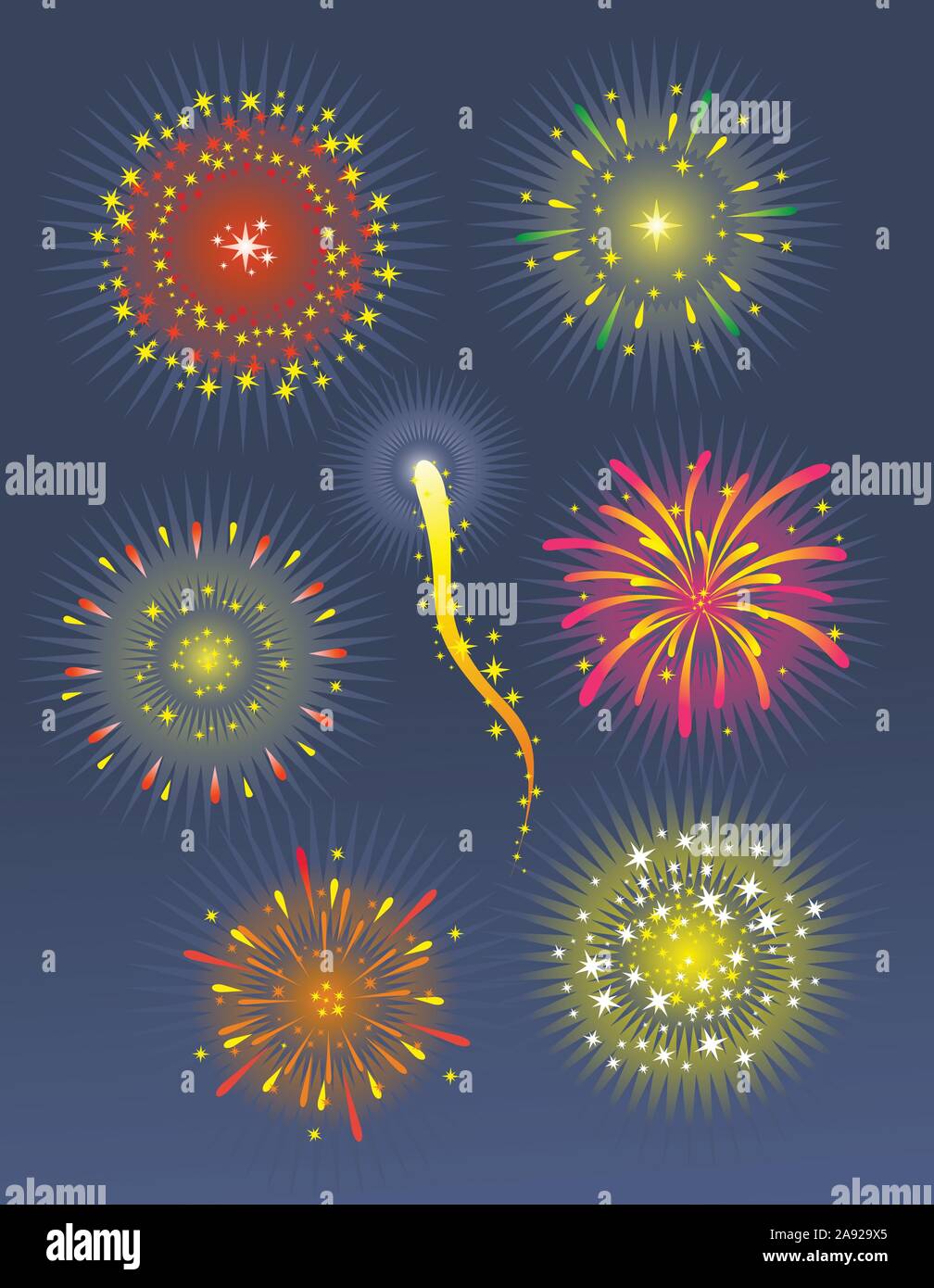 Fireworks cartoon illustration collection Stock Vector Image & Art - Alamy