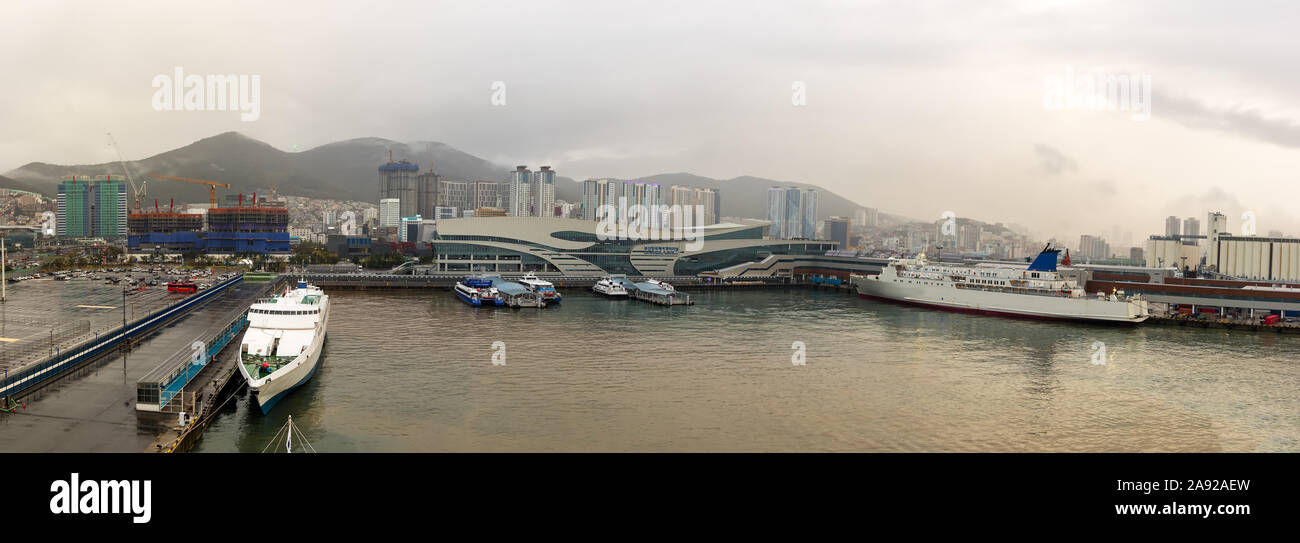 Panoramic view of the port and the international passenger terminal of ...