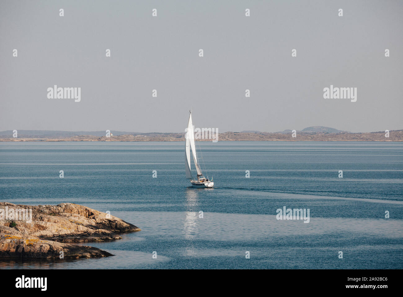 Sailing boat on sea Stock Photo - Alamy