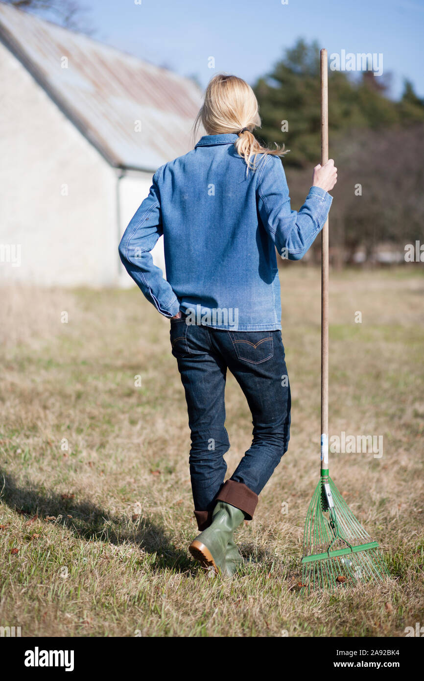 Blue garden rake hi-res stock photography and images - Alamy