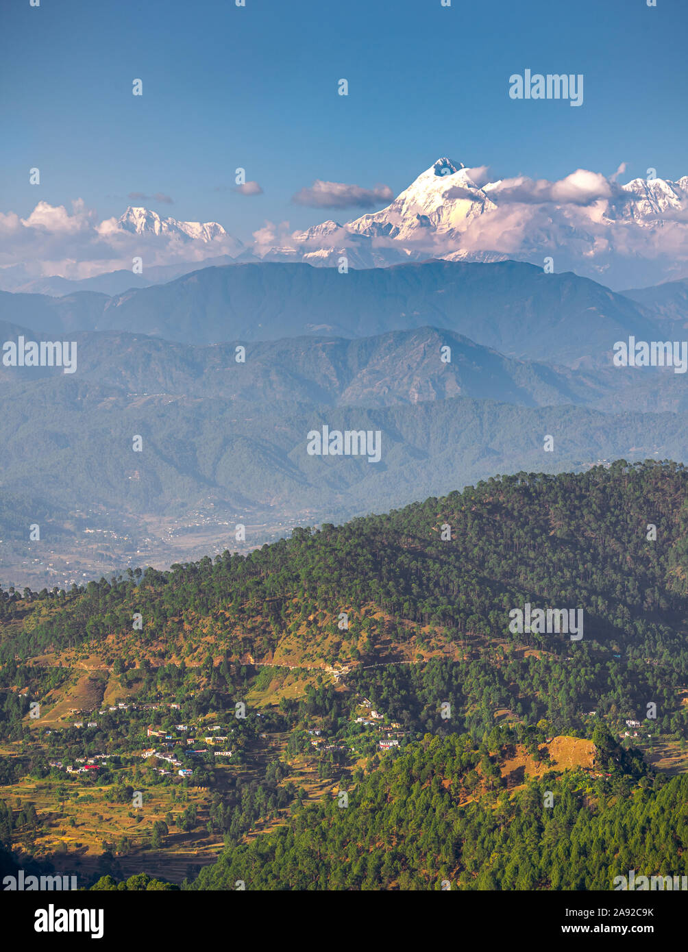 View of Nanda devi mountain range from Kausani Stock Photo - Alamy