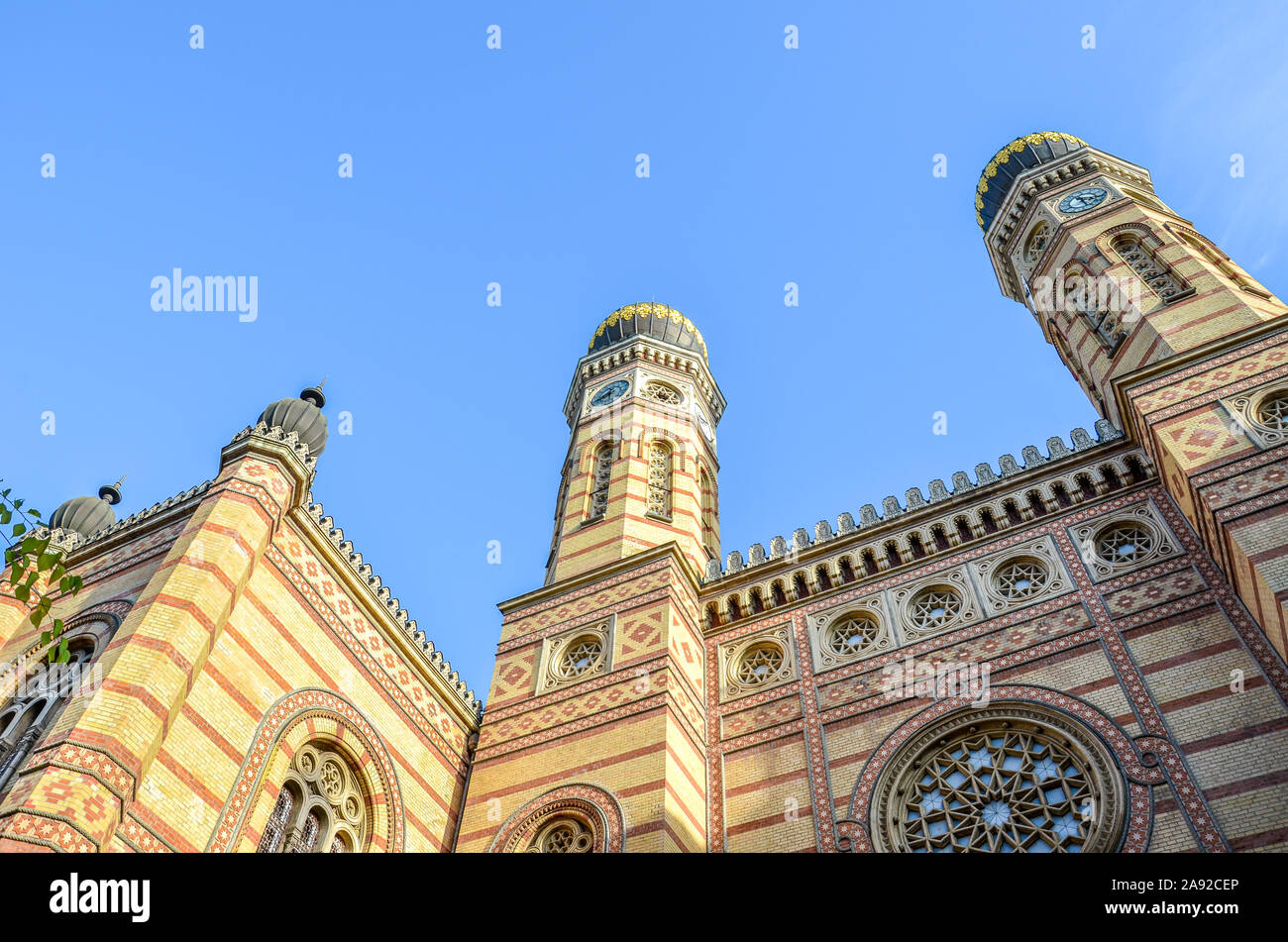 Facade of the Great Synagogue in Budapest, Hungary. Known also as ...