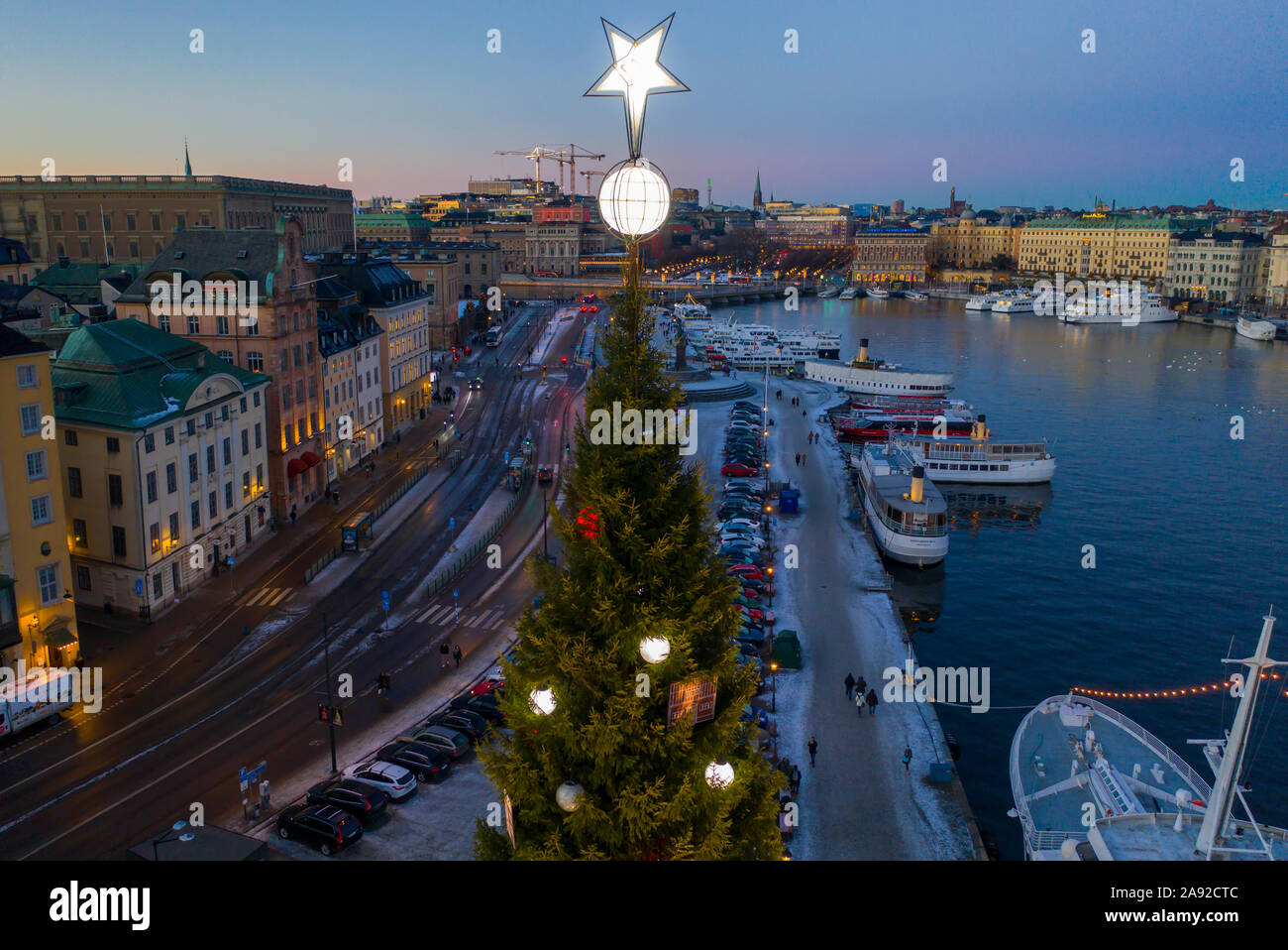 Christmas tree at sea, Stockholm, Sweden Stock Photo - Alamy