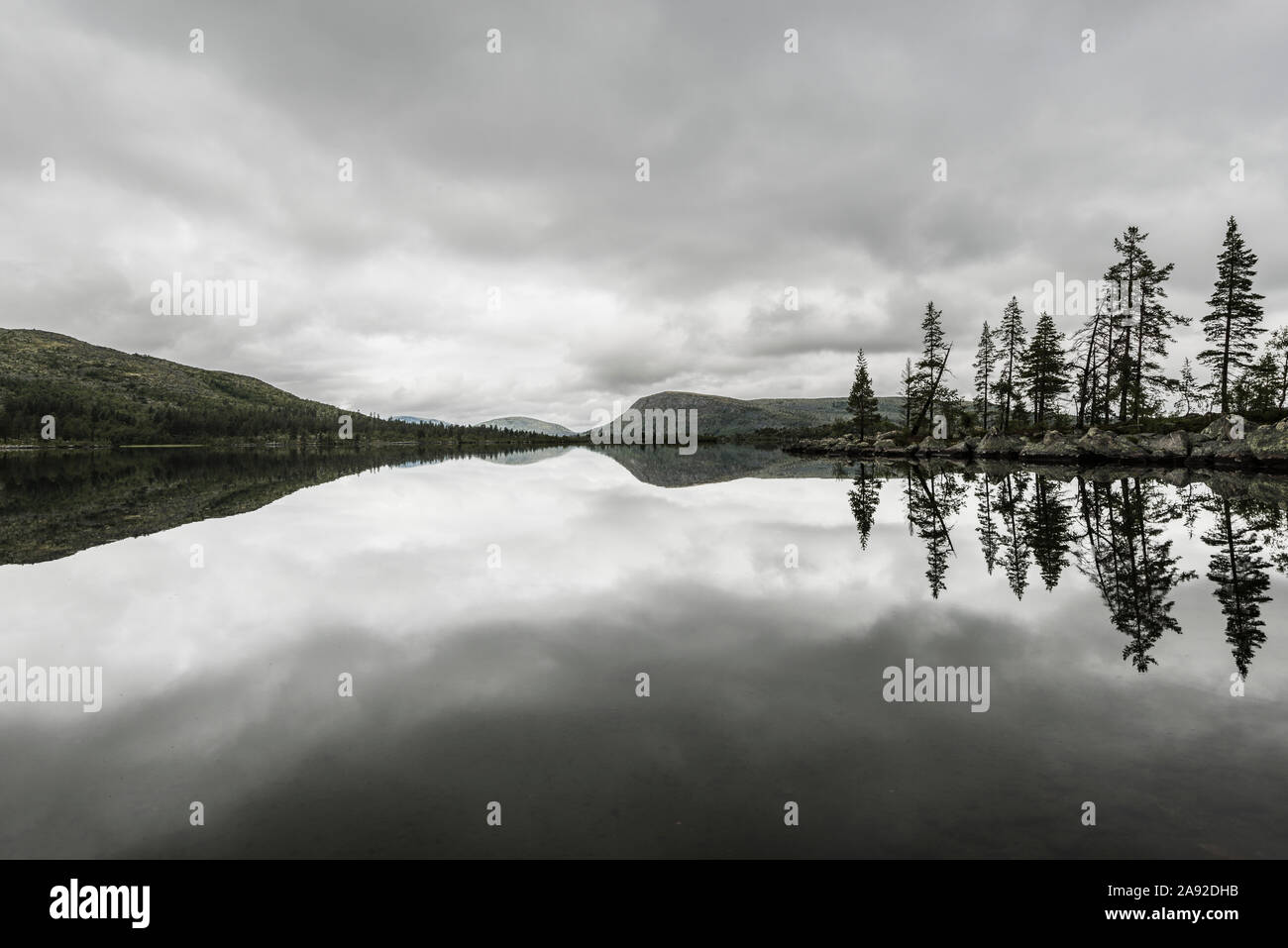 Reflections in lake Stock Photo - Alamy