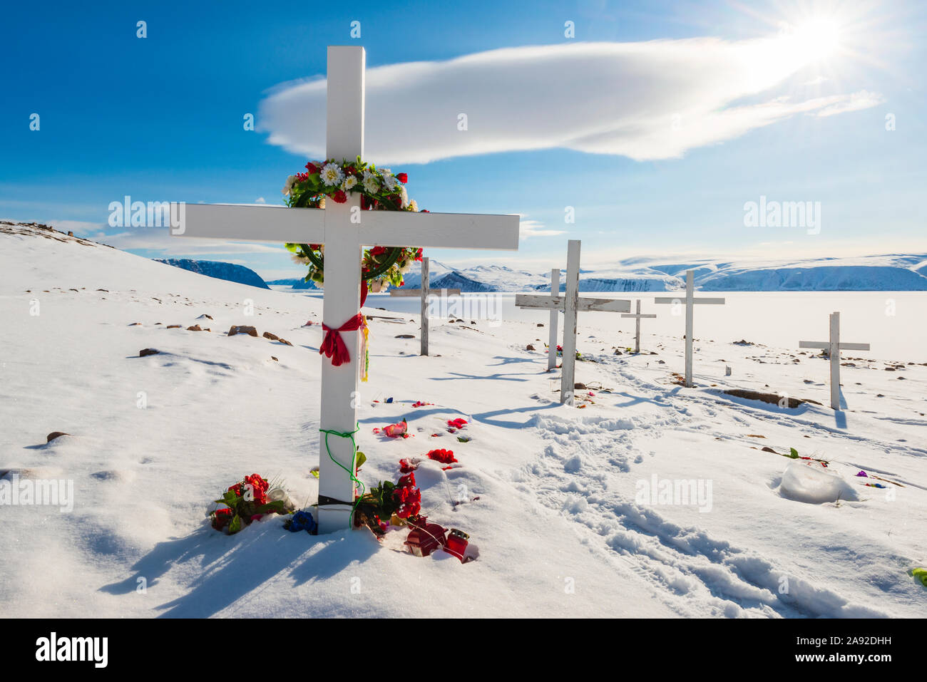 Wooden crosses at winter Stock Photo - Alamy