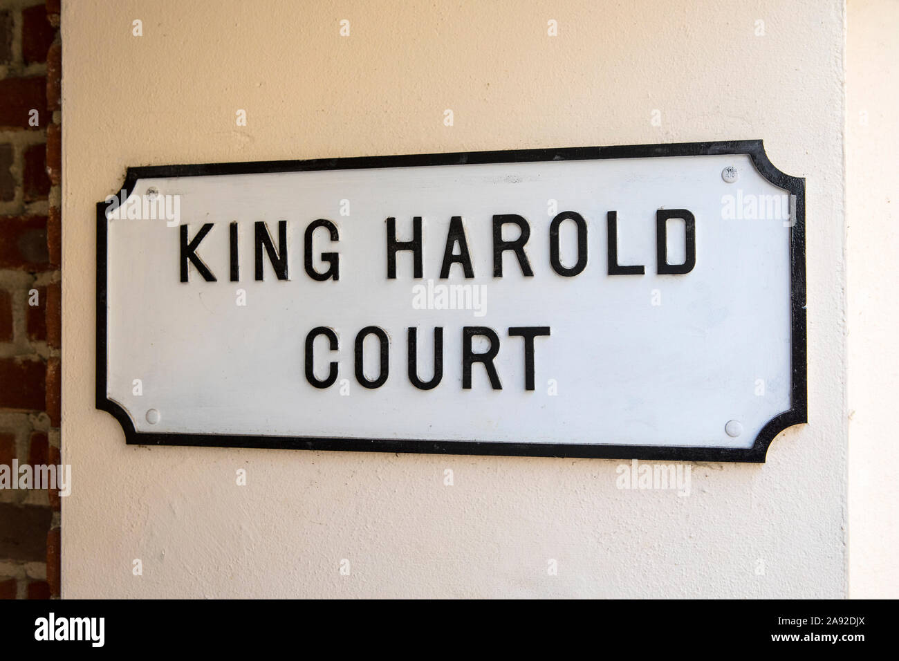 Essex, UK - August 27th 2019: Street sign for King Harold Court in the ...