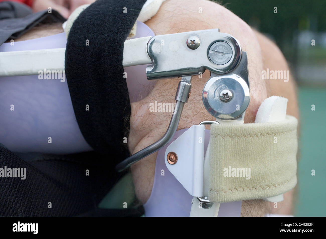 Mid section view of a man wearing leg brace Stock Photo - Alamy