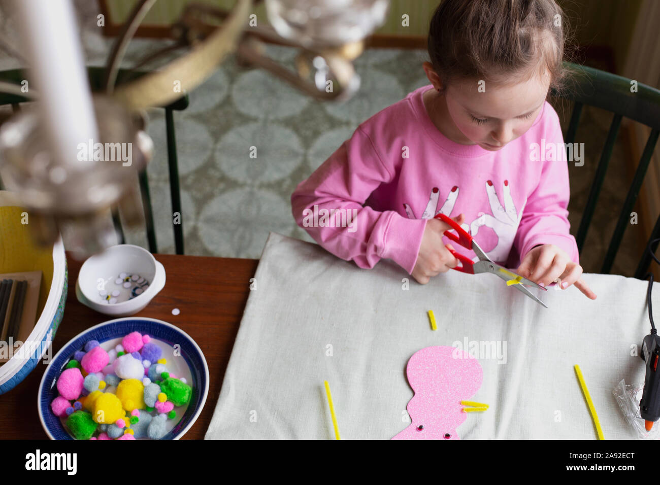 Girl doing craft Stock Photo - Alamy