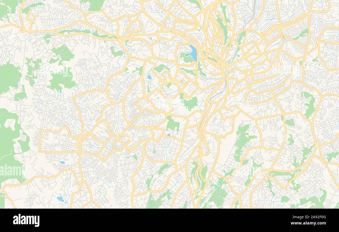 Printable street map of Yaounde, Cameroon. Map template for business ...