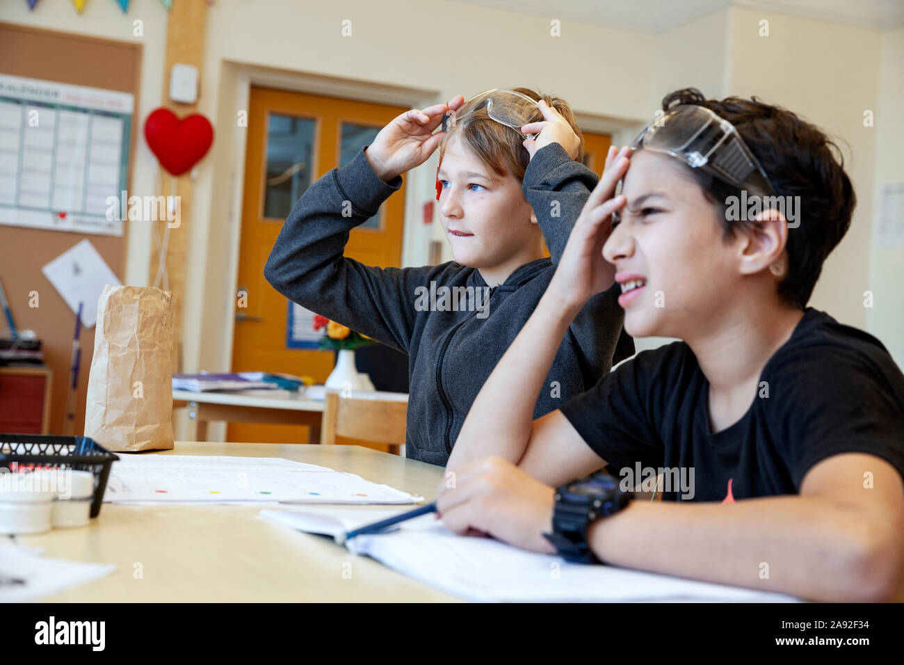 Boys in classroom Stock Photo - Alamy