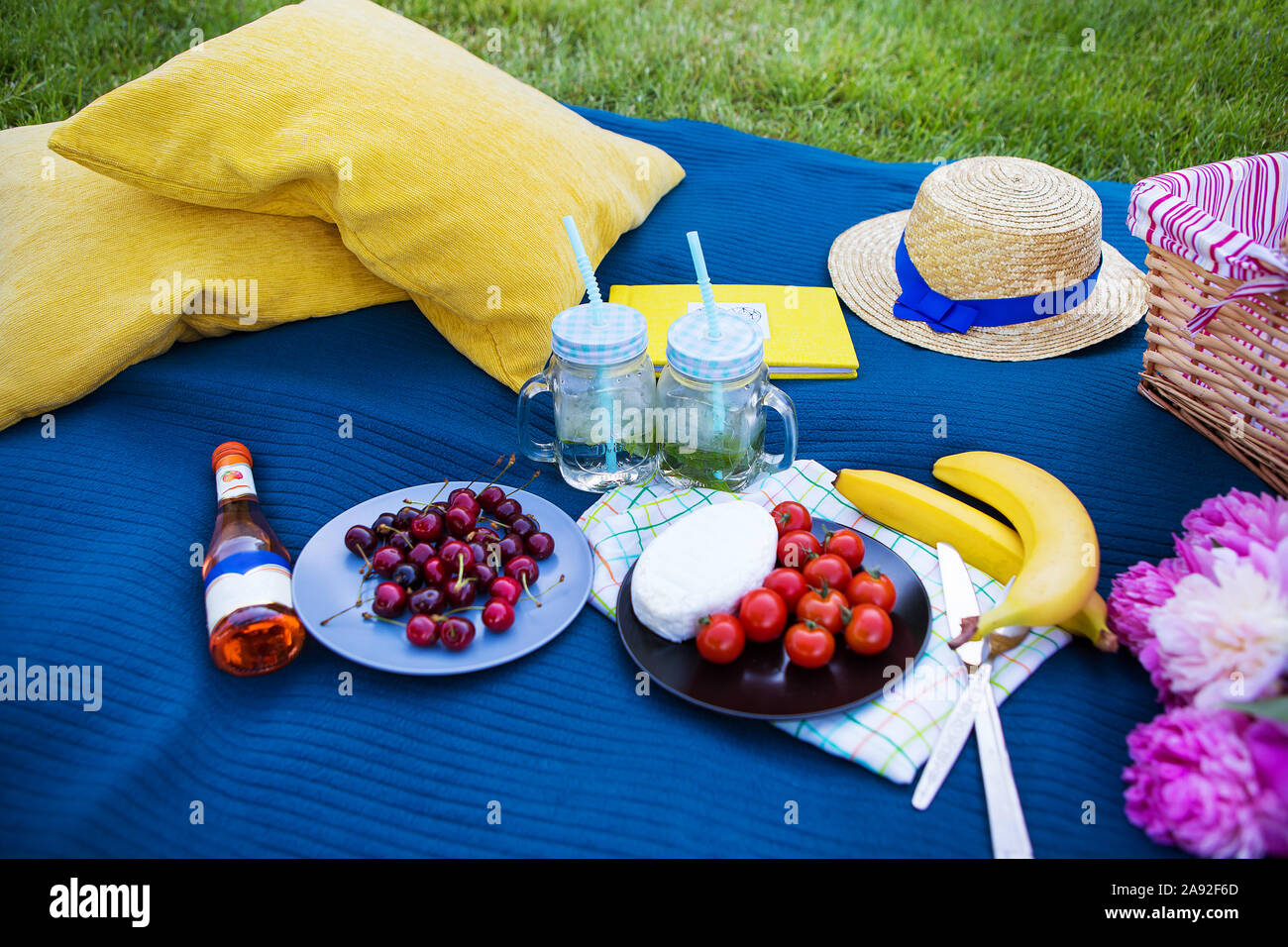 Bright picnic in nature - beautiful and bright food Stock Photo - Alamy