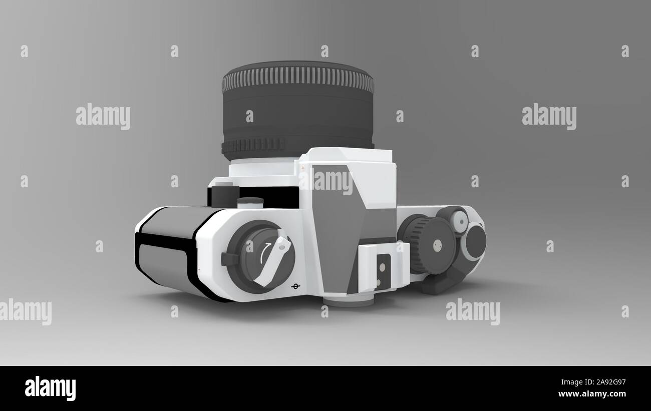 3d rendering of an analogue camera isolated in studio background Stock ...