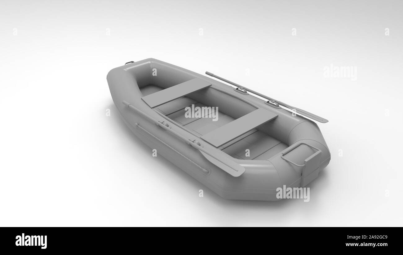 3d rendering of an inflatable boat isolated in studio background Stock ...
