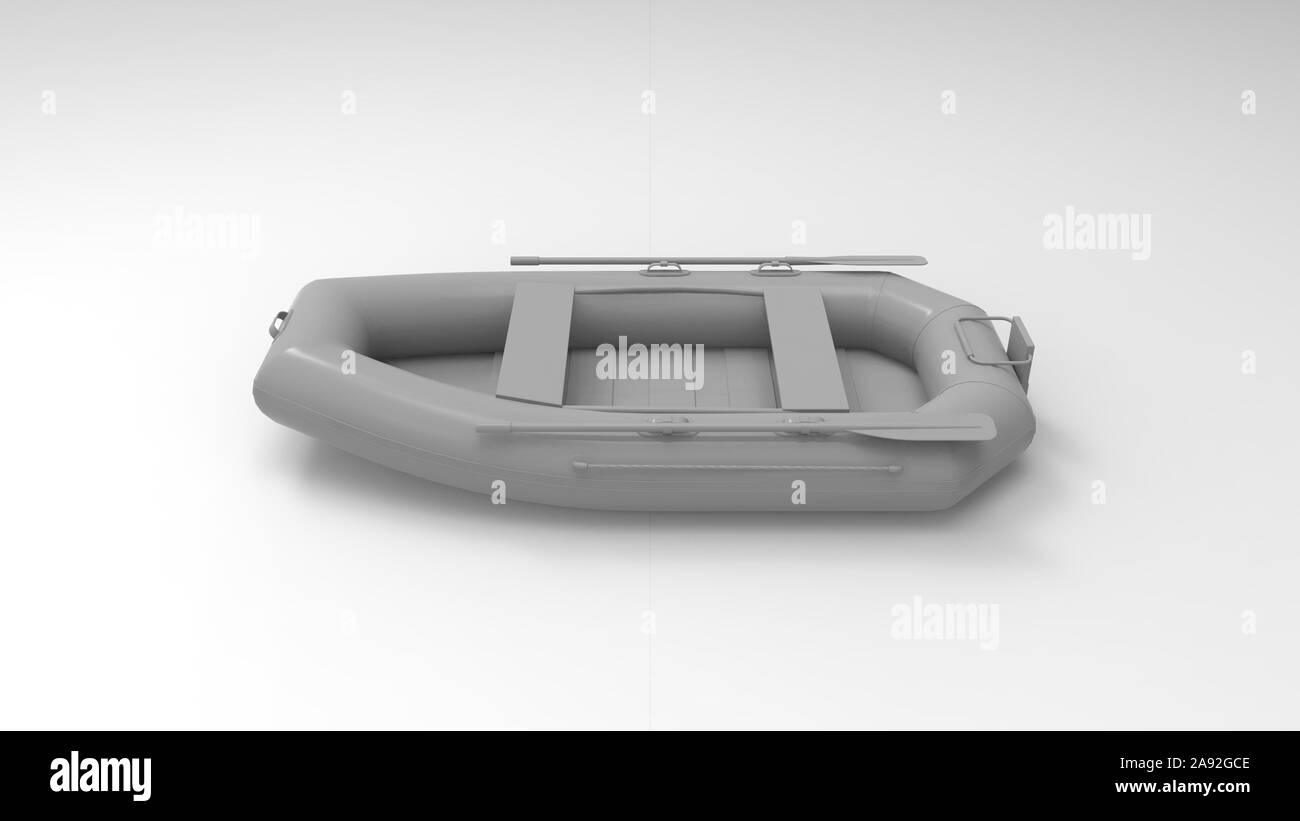 3d rendering of an inflatable boat isolated in studio background Stock ...