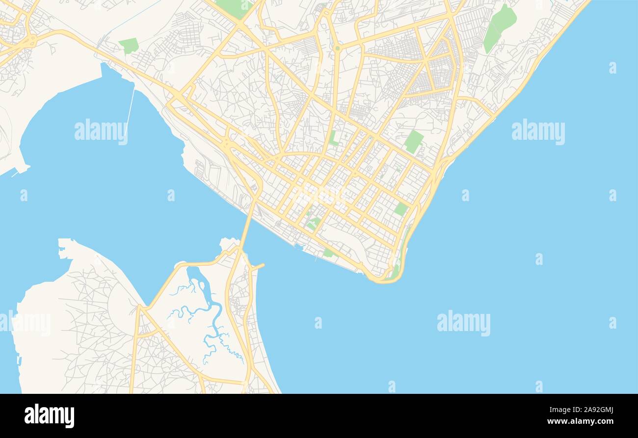 Printable street map of Maputo, Mozambique. Map template for business ...