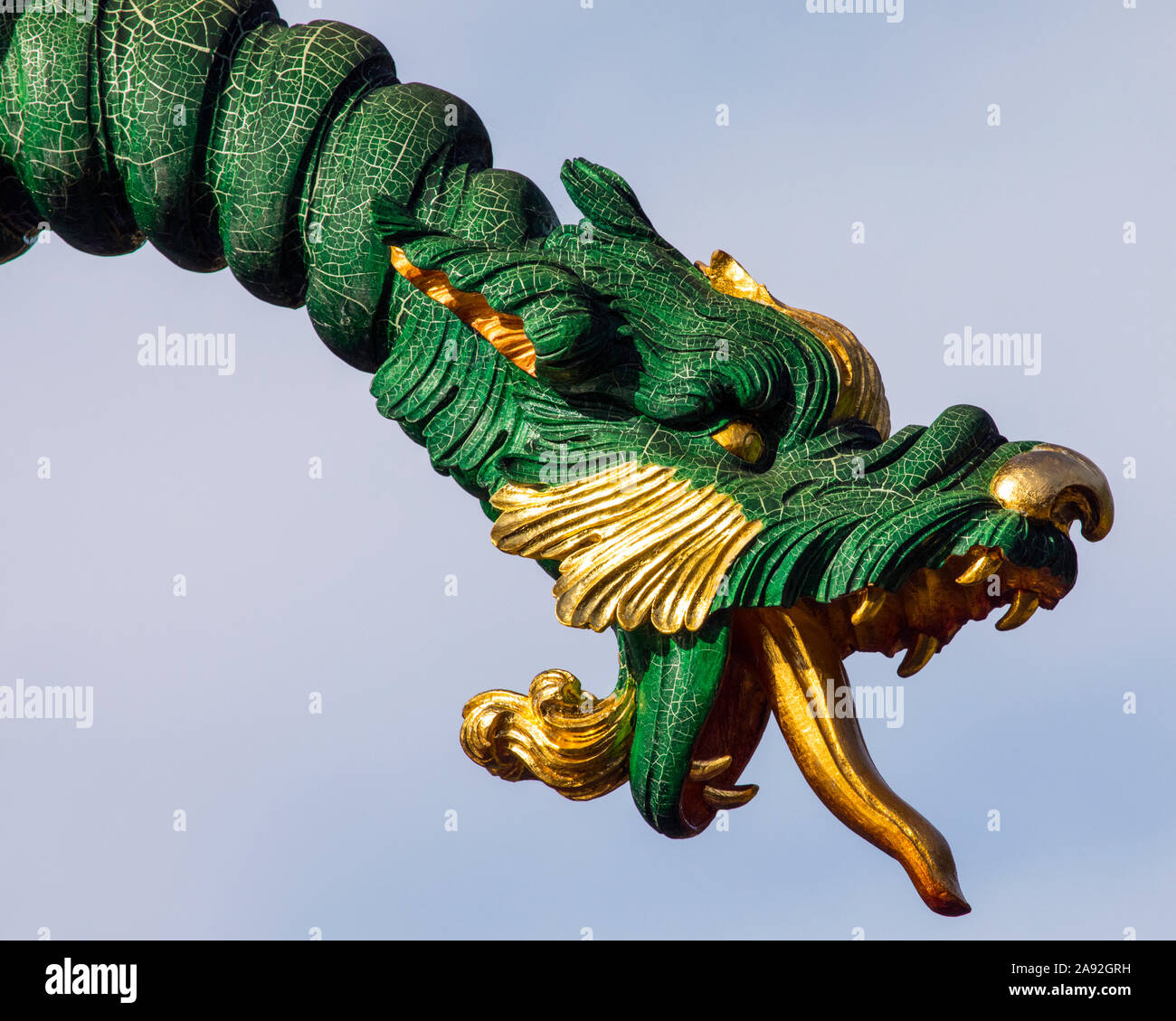 Surrey, UK - September 14th 2019: Close-up of one of the dragon ...