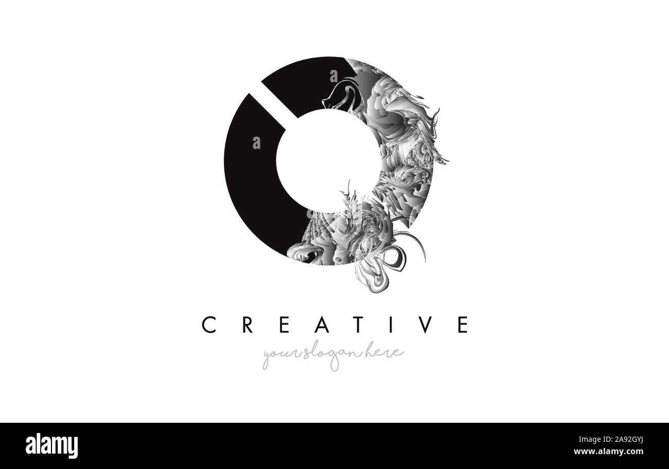Letter O Logo Design Icon with Artistic Grunge Texture In Black and ...