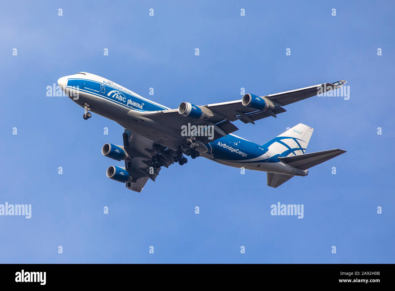 Surrey, UK - September 14th 2019: A shot of Air Bridge Cargo VP-BIM - a ...