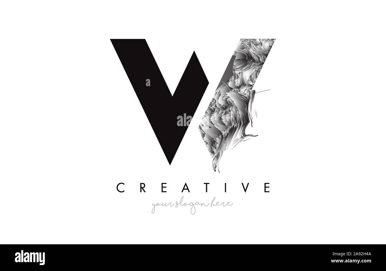 Letter W Logo Design Icon with Artistic Grunge Texture In Black and ...