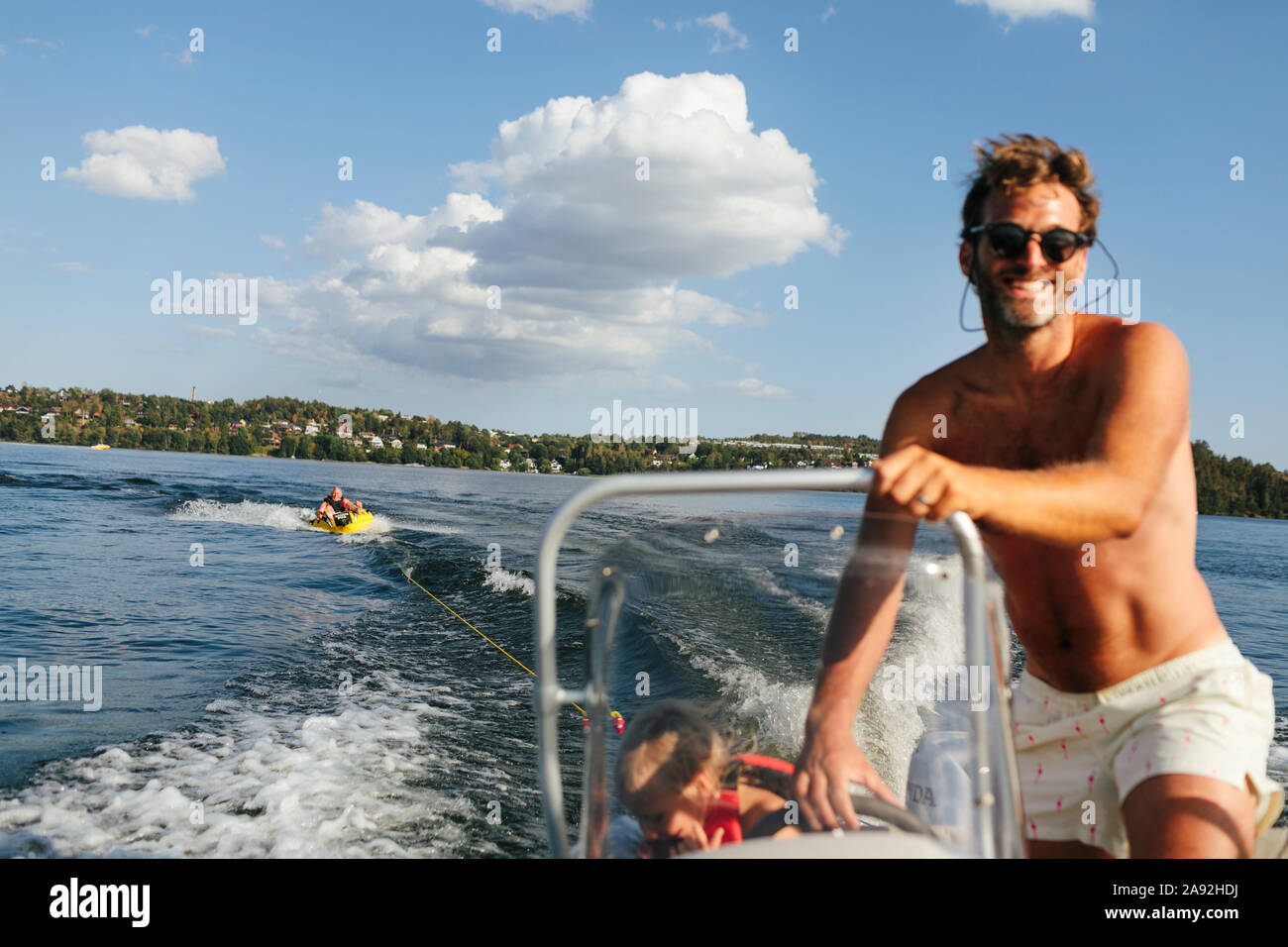 Father with daughter on boat Stock Photo - Alamy