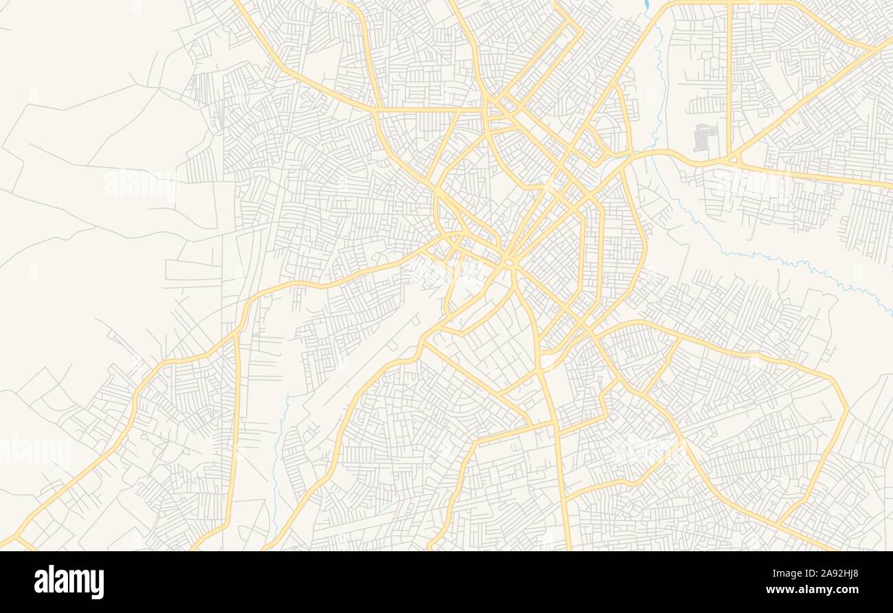 Printable street map of Benin City, Nigeria. Map template for business ...