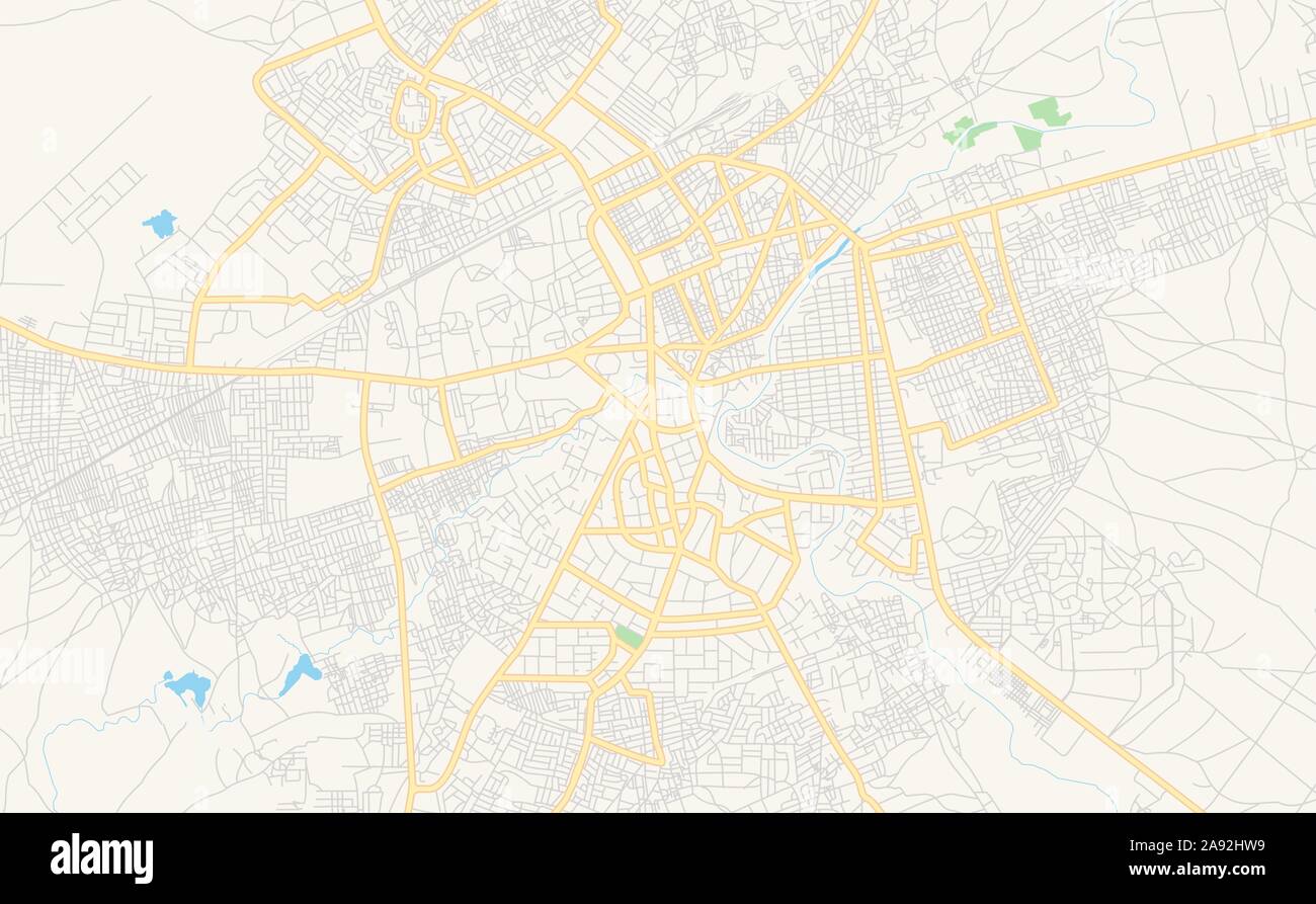 Printable street map of Maiduguri, Nigeria. Map template for business ...