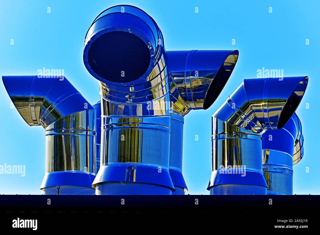 Blue ventilation pipes hi-res stock photography and images - Alamy