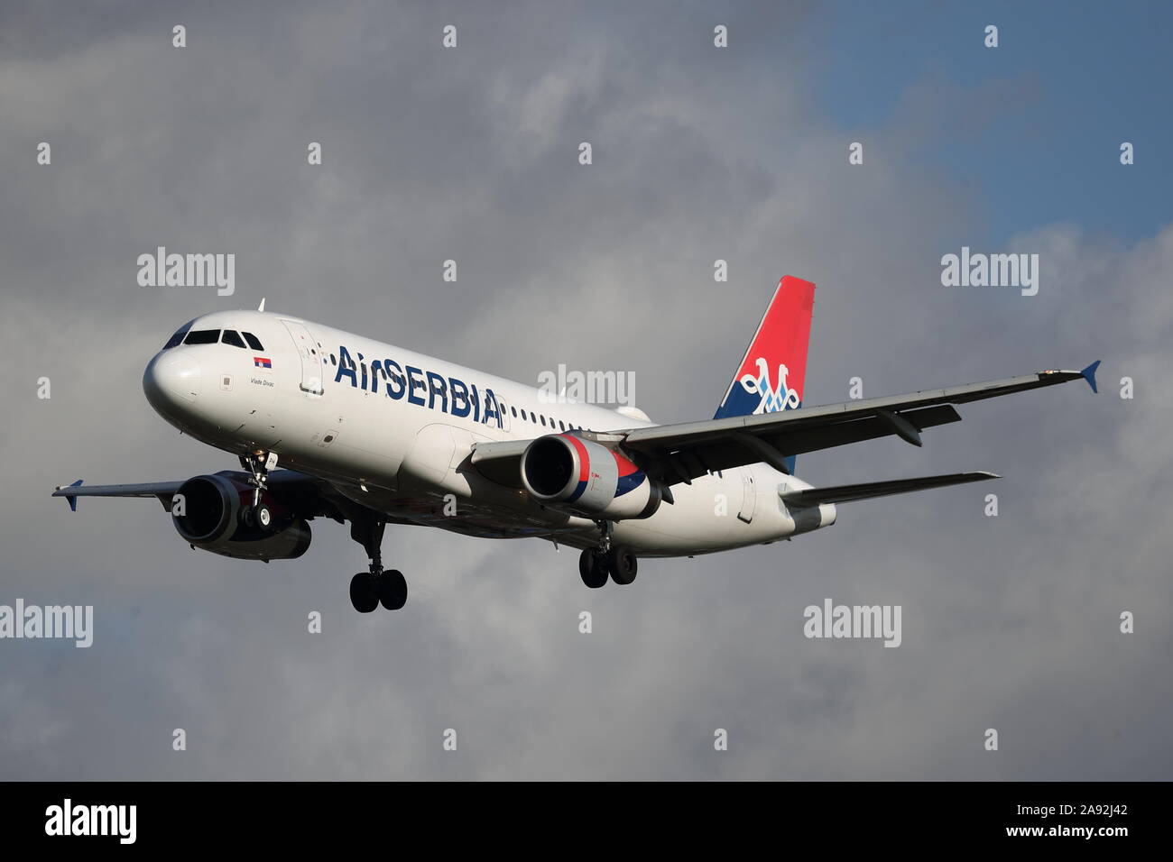 Air Serbia Airbus A320 YU-APH landing at London Heathrow Airport, UK ...