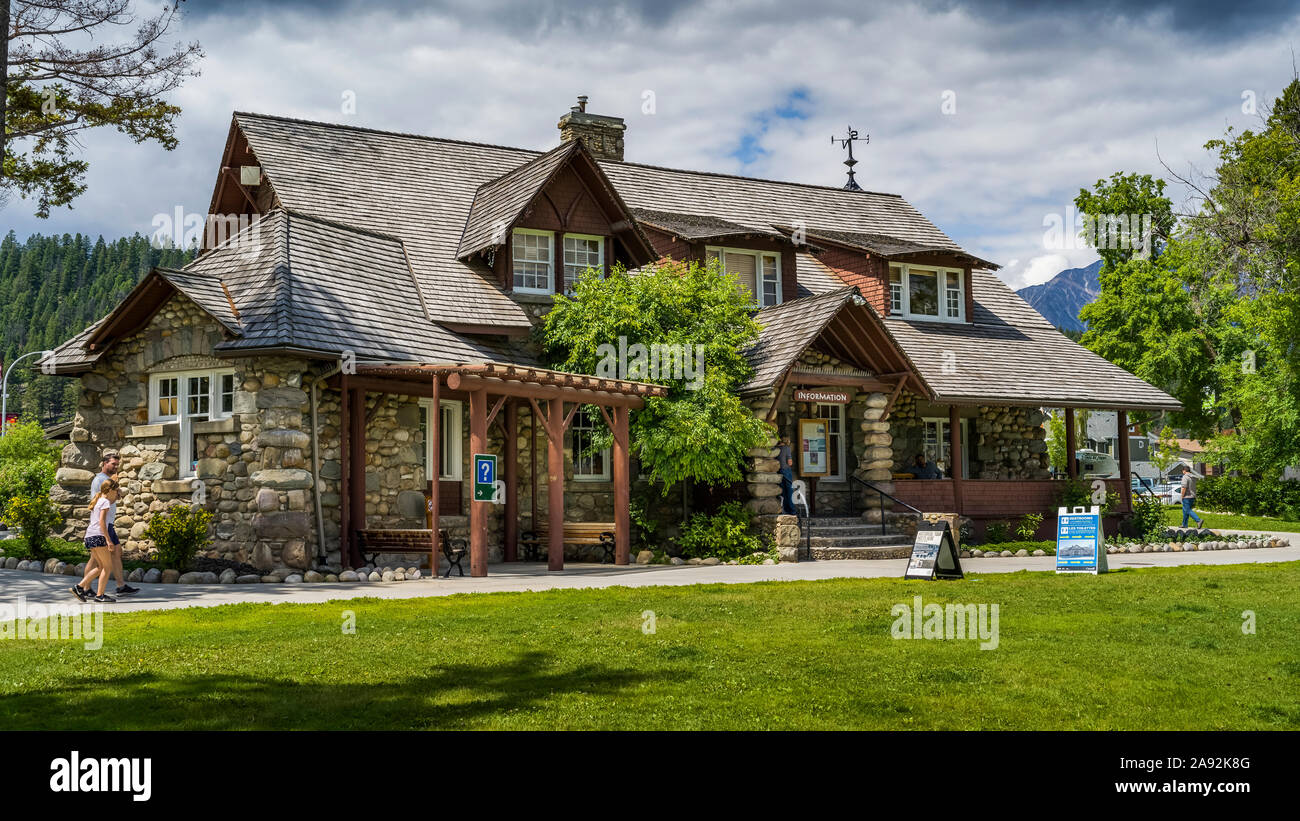 VIA Rail Jasper train station along the Icefields Parkway, Jasper ...