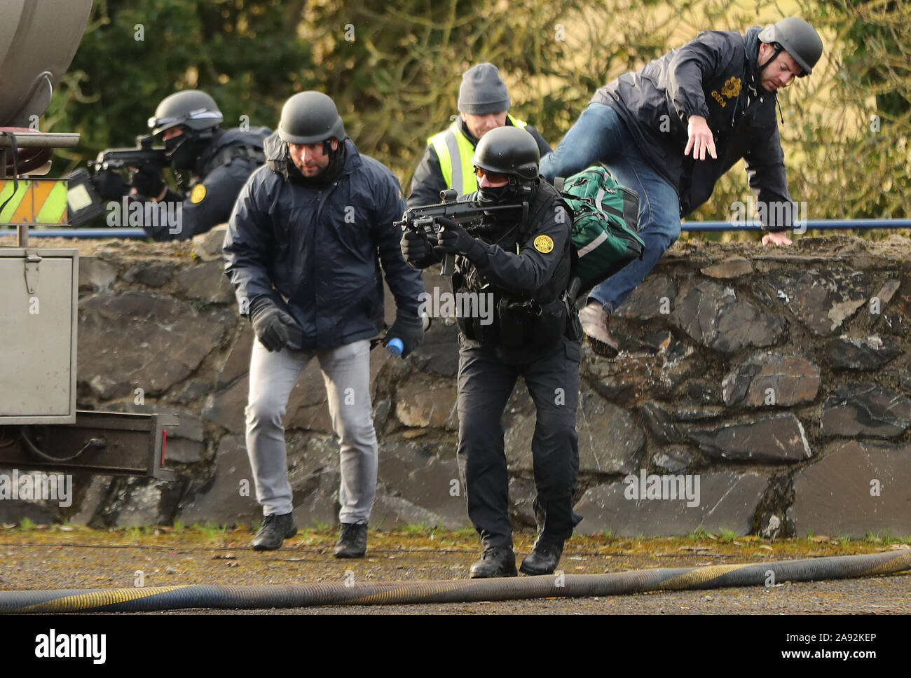 Members of the garda emergency response unit and hostage negotiators hi ...