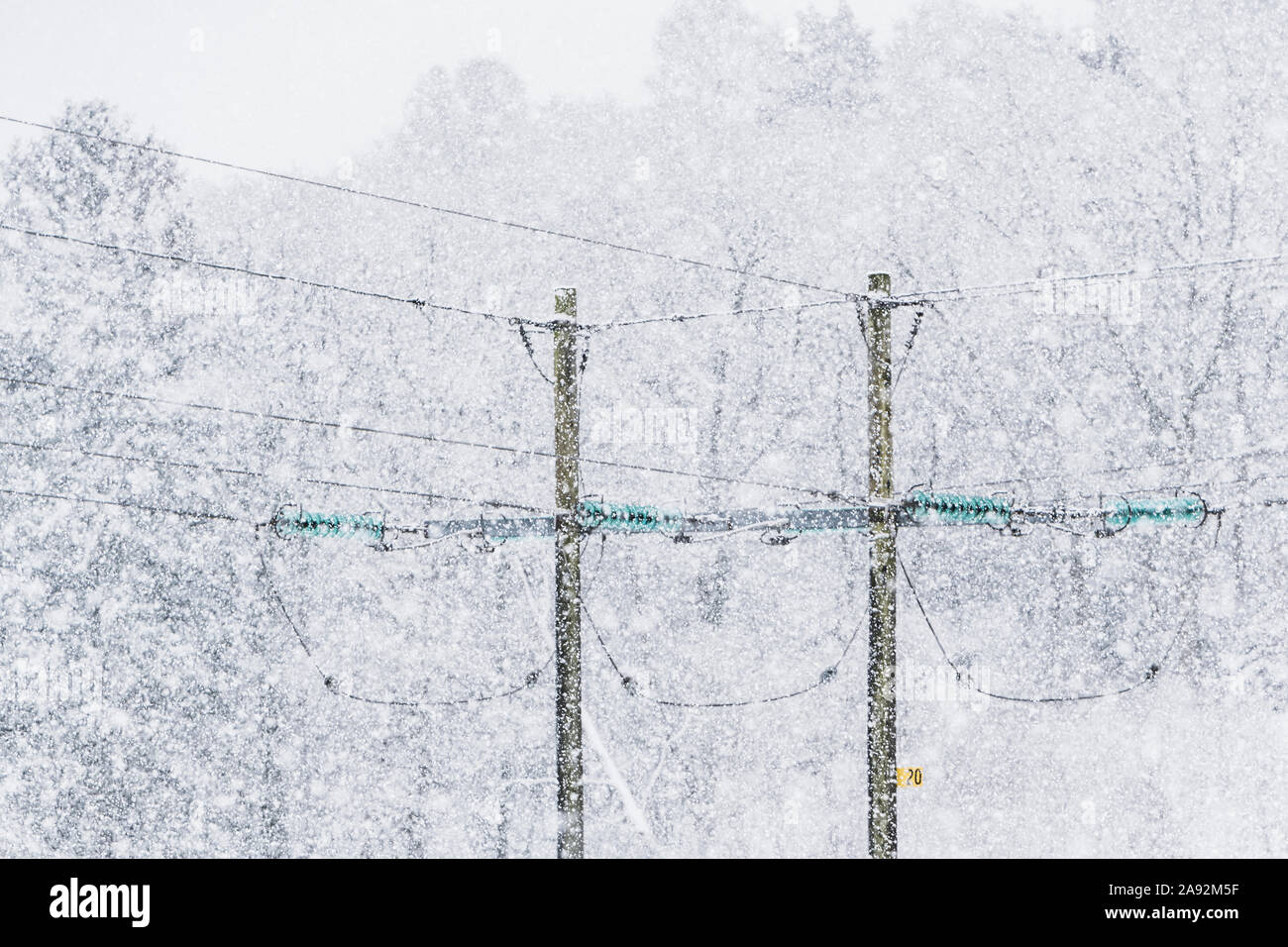 Power line at winter Stock Photo - Alamy