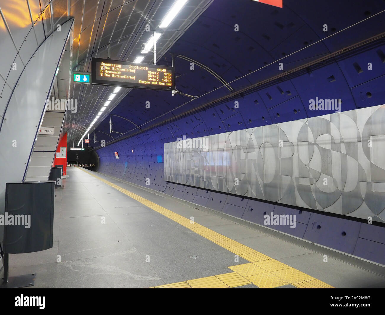KOELN, GERMANY - CIRCA AUGUST 2019: Rathaus (Town Hall) subway station ...
