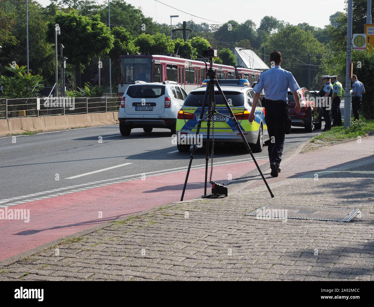 DUESSELDORF, GERMANY - CIRCA AUGUST 2019: German Polizei (police ...