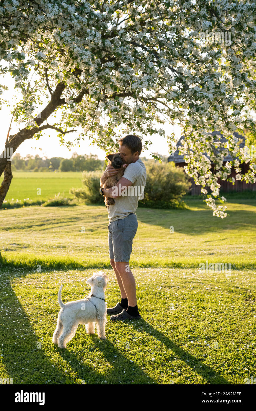 Man holding two dogs hi-res stock photography and images - Alamy