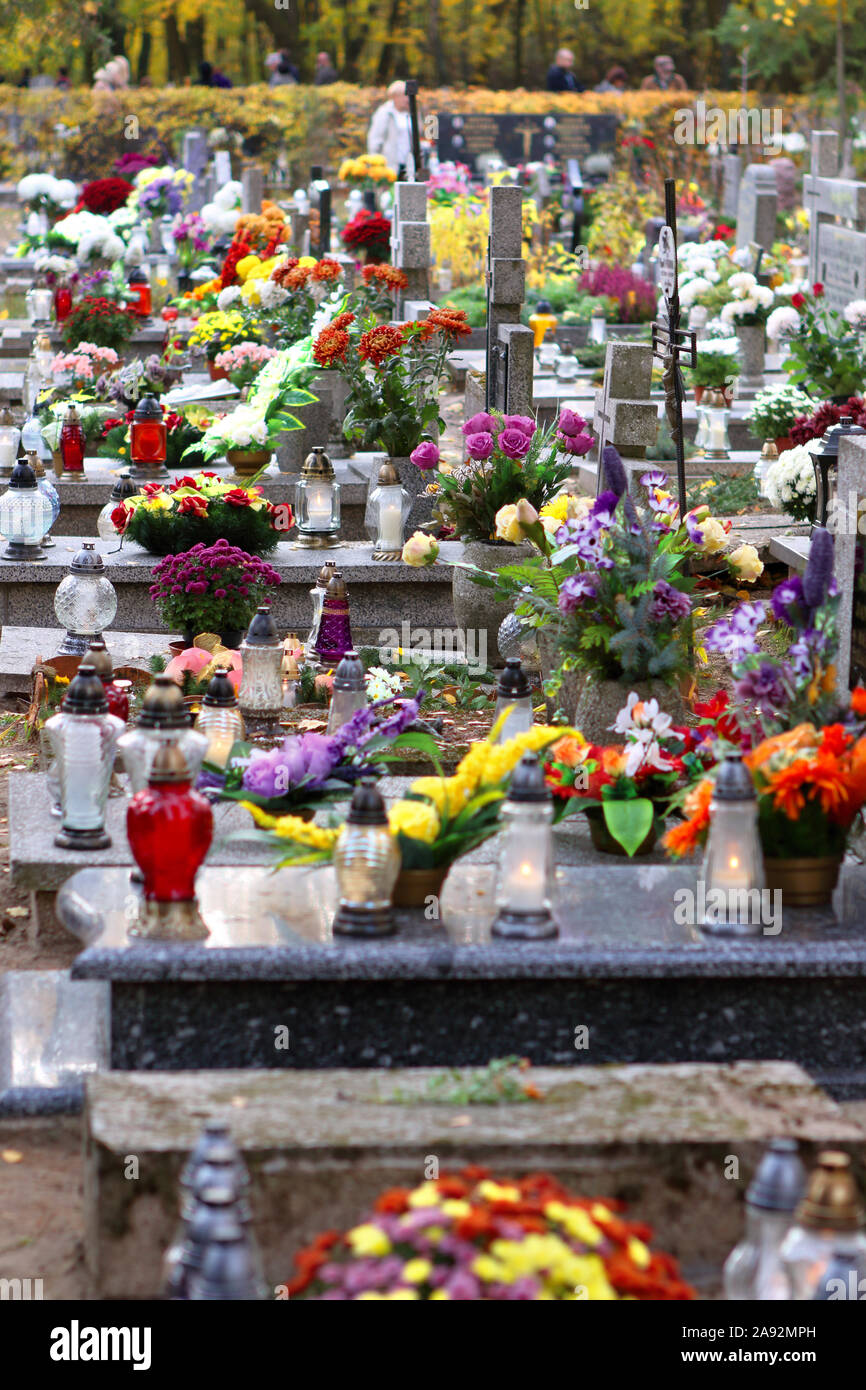 Polish traditional cemetery on the feast of all saints day at 1st ...