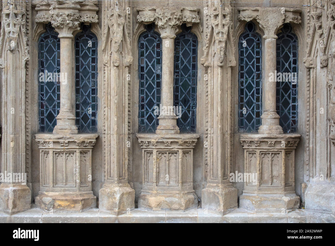 A detail of the exterior of Exeter Cathedral in Devon, UK Stock Photo ...