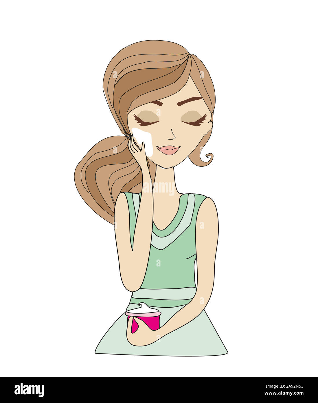 Cartoon beautiful girl applying makeup hi-res stock photography and ...